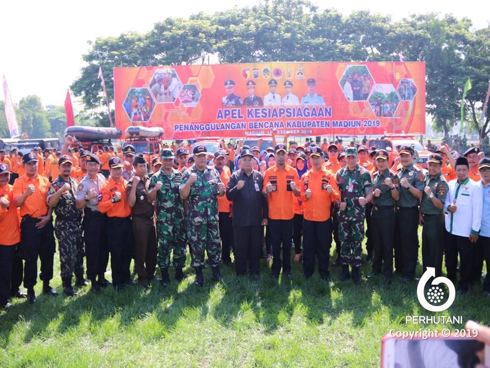 Perhutani Perhutani bersama BPBD Madiun Gelar Apel Siaga Penanggulangan Bencana di Madiun