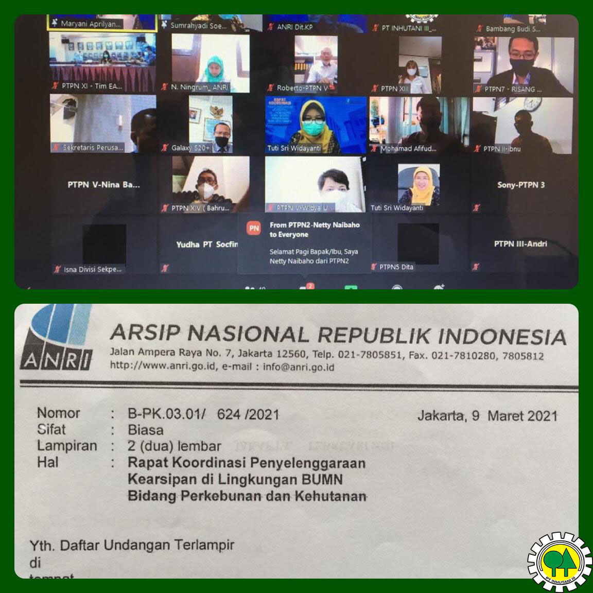 Perhutani PT Inhutani III Mengikuti Rakor Penyelenggaraan Kearsipan Perhutani PT Inhutani III Mengikuti Rakor Penyelenggaraan Kearsipan