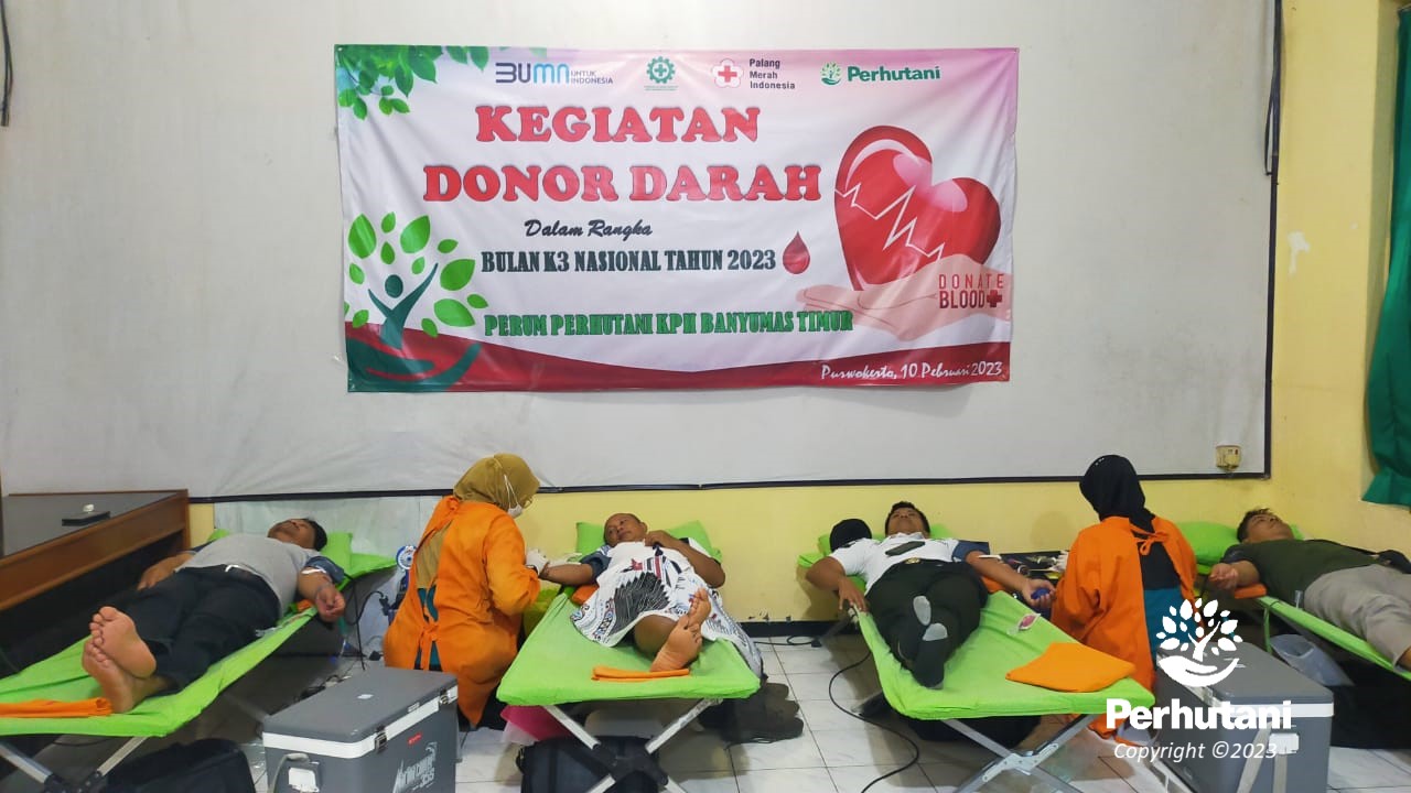 Perhutani Peringatan Bulan K3 Nasional 2023, Perhutani Bersama PMI Gelar Donor Darah di Banyumas