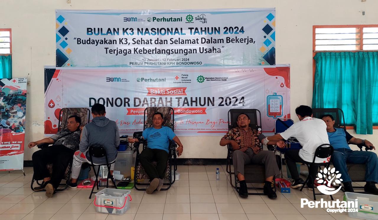 Perhutani Perhutani Bondowoso Meriahkan Bulan K3 Nasional dengan Bakti Sosial Donor Darah