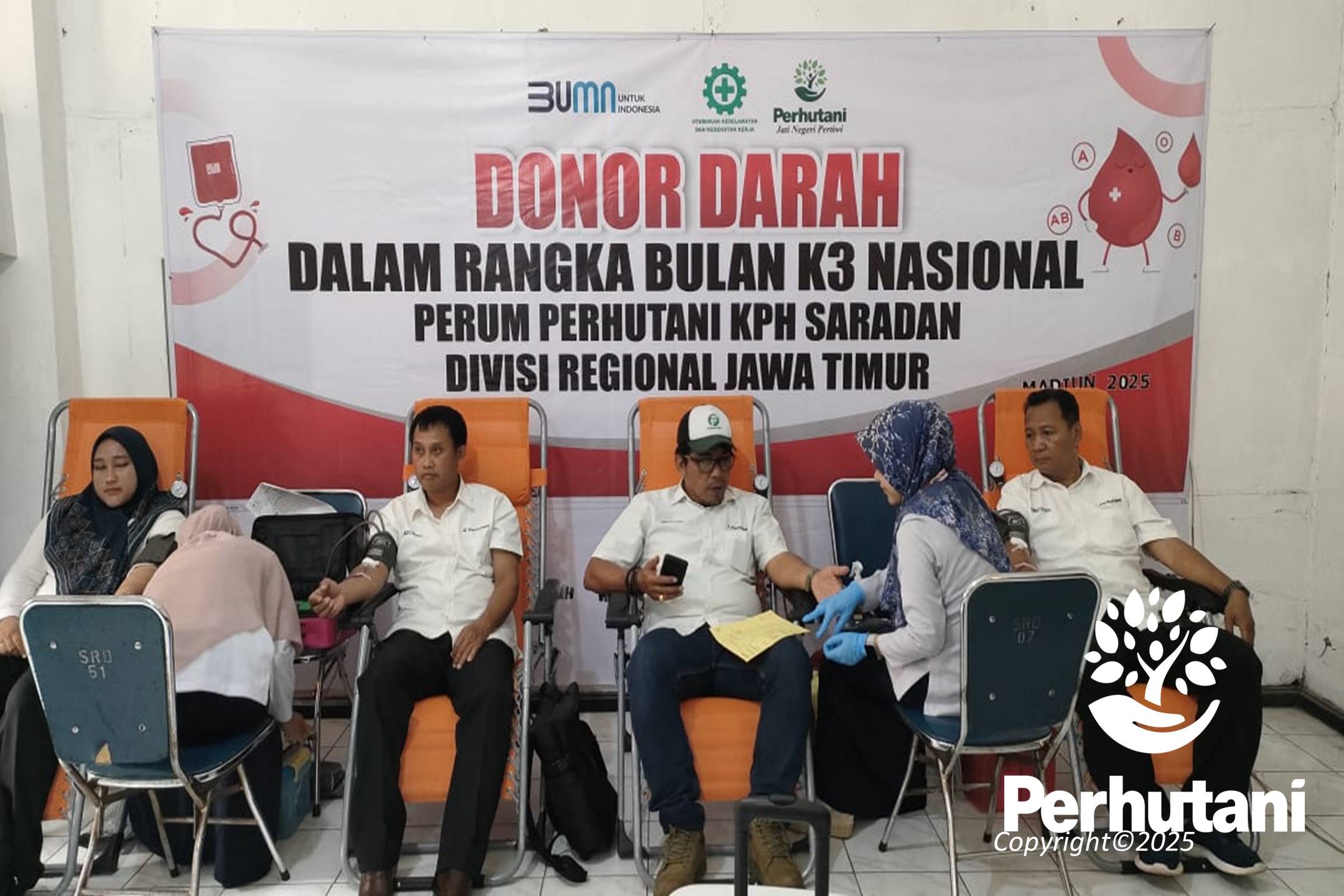 Perhutani Peringati Bulan K3 Nasional, Perhutani KPH Saradan Gelar Donor Darah Bersama PMI Madiun